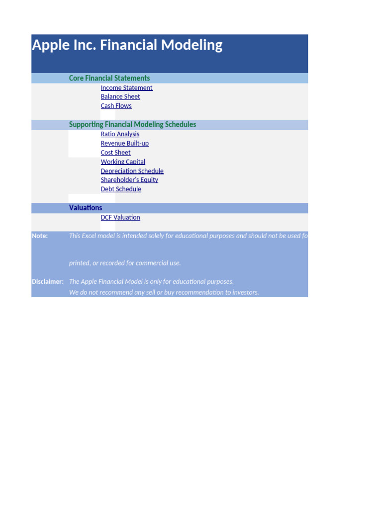 Apple Inc. Financial Model Overview | PDF | Free Cash Flow | Revenue