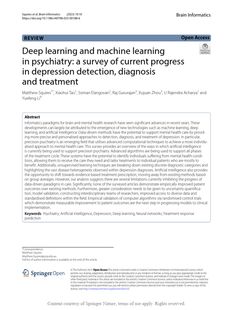 Deep Learning and Machine Learning in Psychiatry A | PDF | Deep Learning | Artificial Neural Network