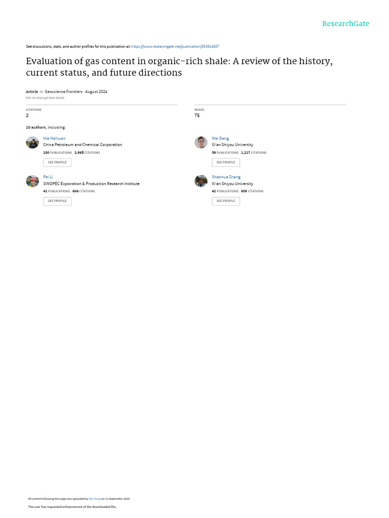 Şeyl Gaz 2024 | PDF | Adsorption | Gases