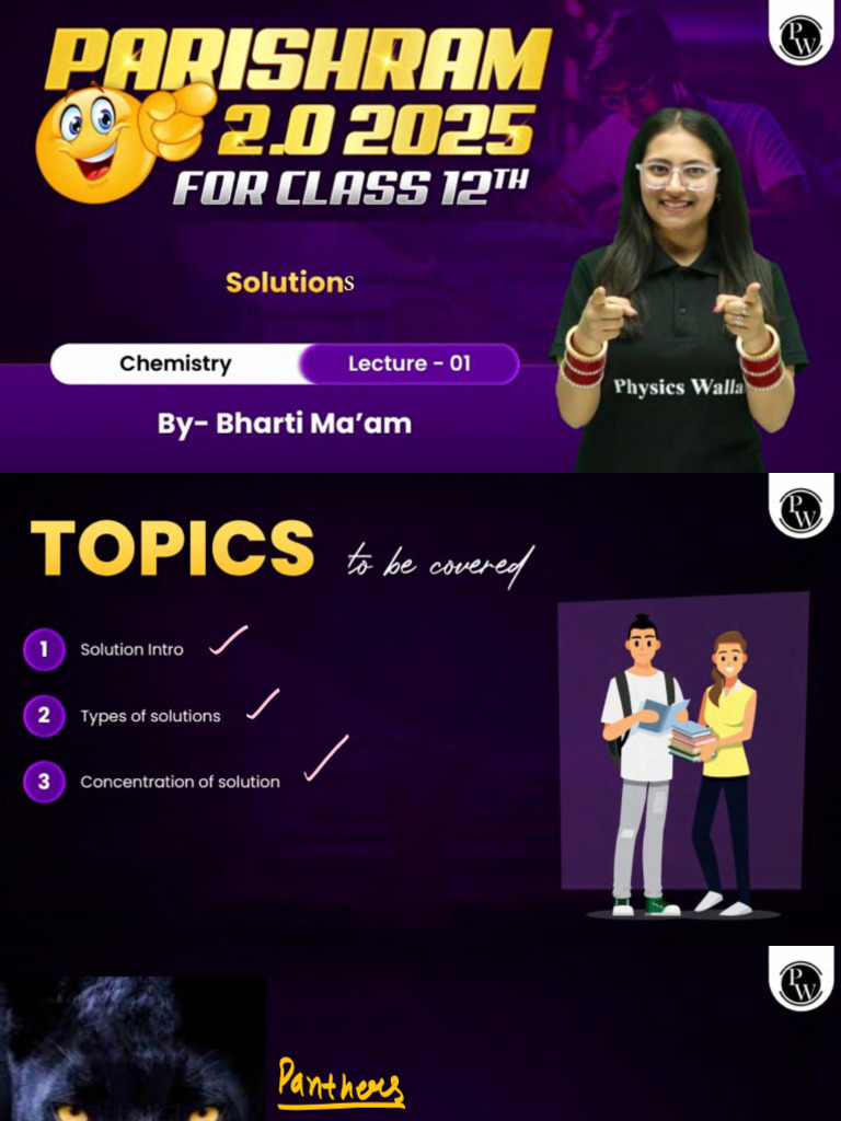 Solutions 01 _ Class Notes __ Parishram 2.0 2025 | PDF