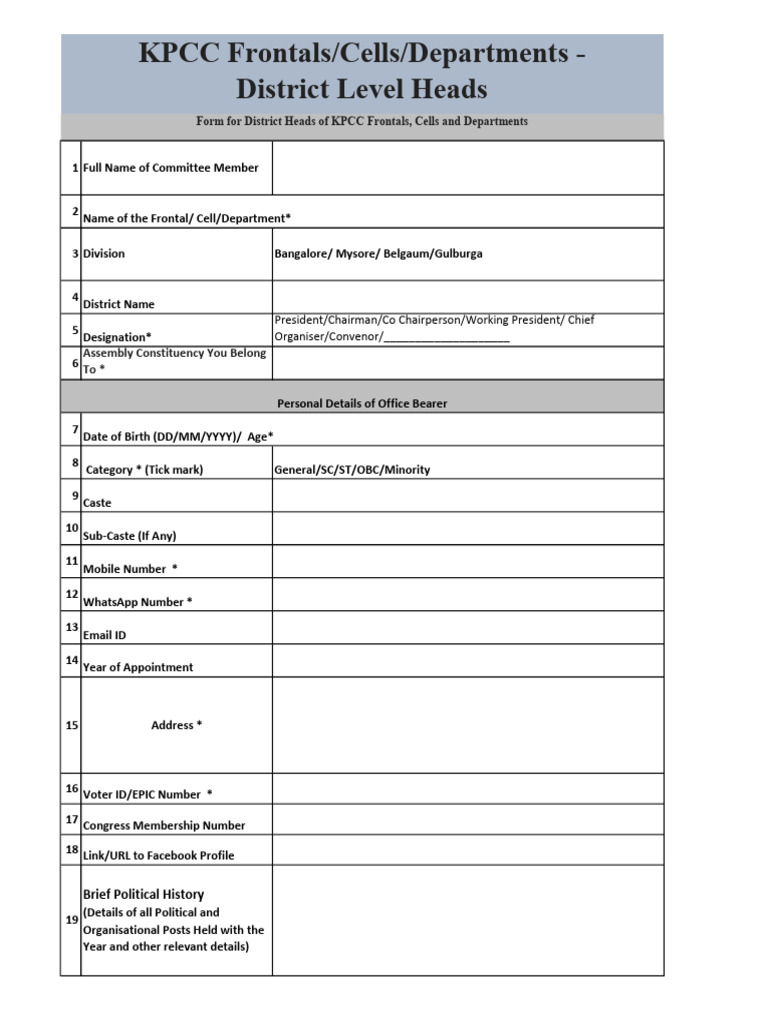 Frontal District Chief Form | PDF