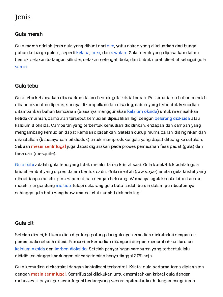 Jenis-jenis Gula: Merah, Tebu, dan Bit | PDF
