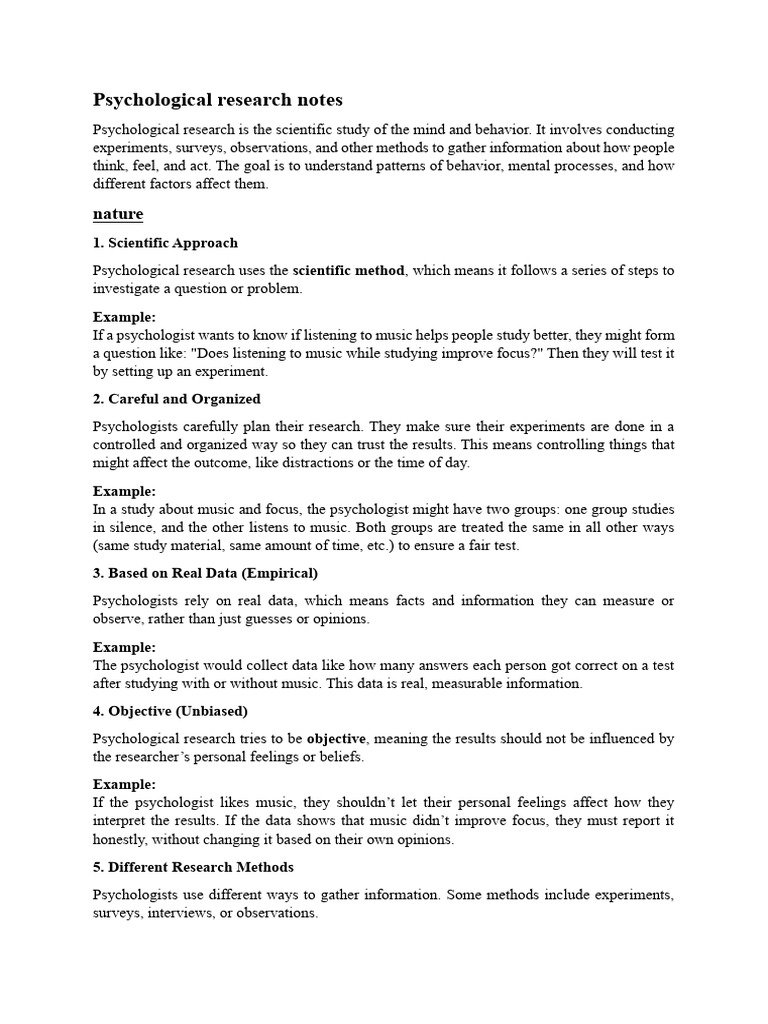 Psychological Research Notes | PDF | Quantitative Research | Psychology