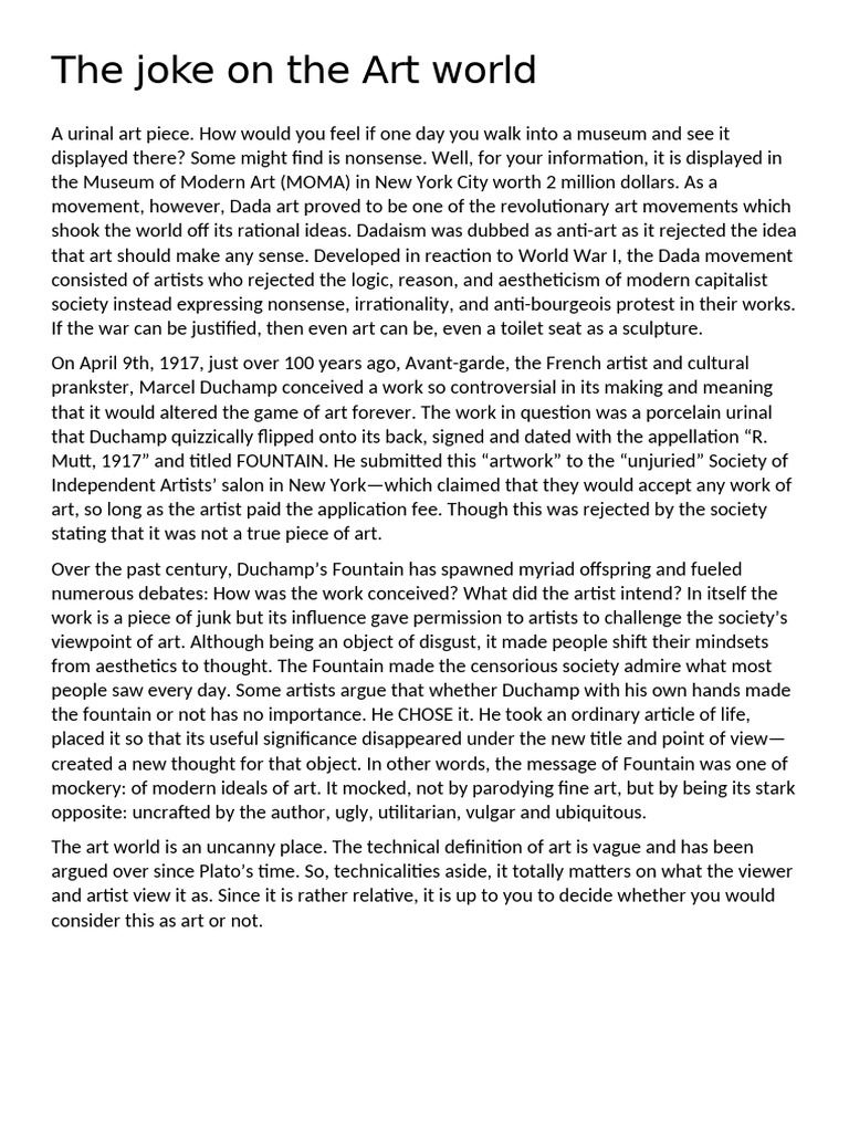 A urinal art piece | PDF | The Arts