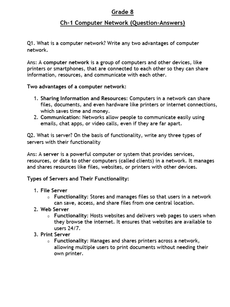 Grade 8 Computer Networks | PDF | Computer Network | Network Topology