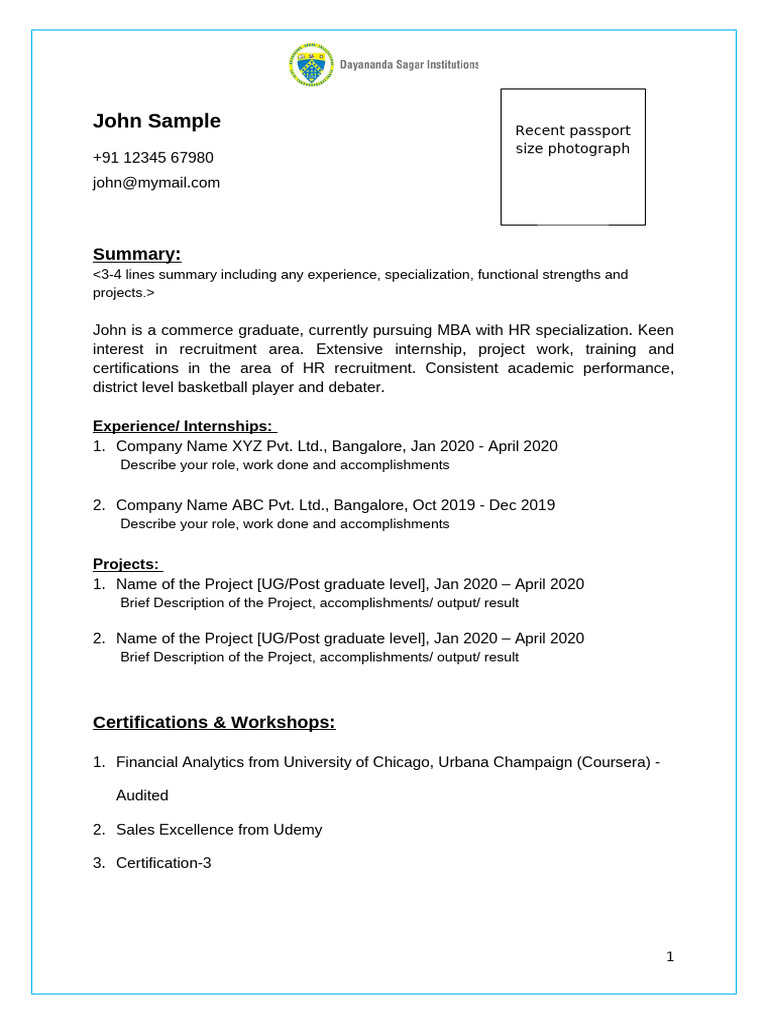 MBA Student Resume - Template | PDF