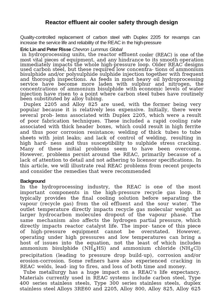 Enhancing REAC Safety with Duplex 2205 | PDF | Stainless Steel | Steel