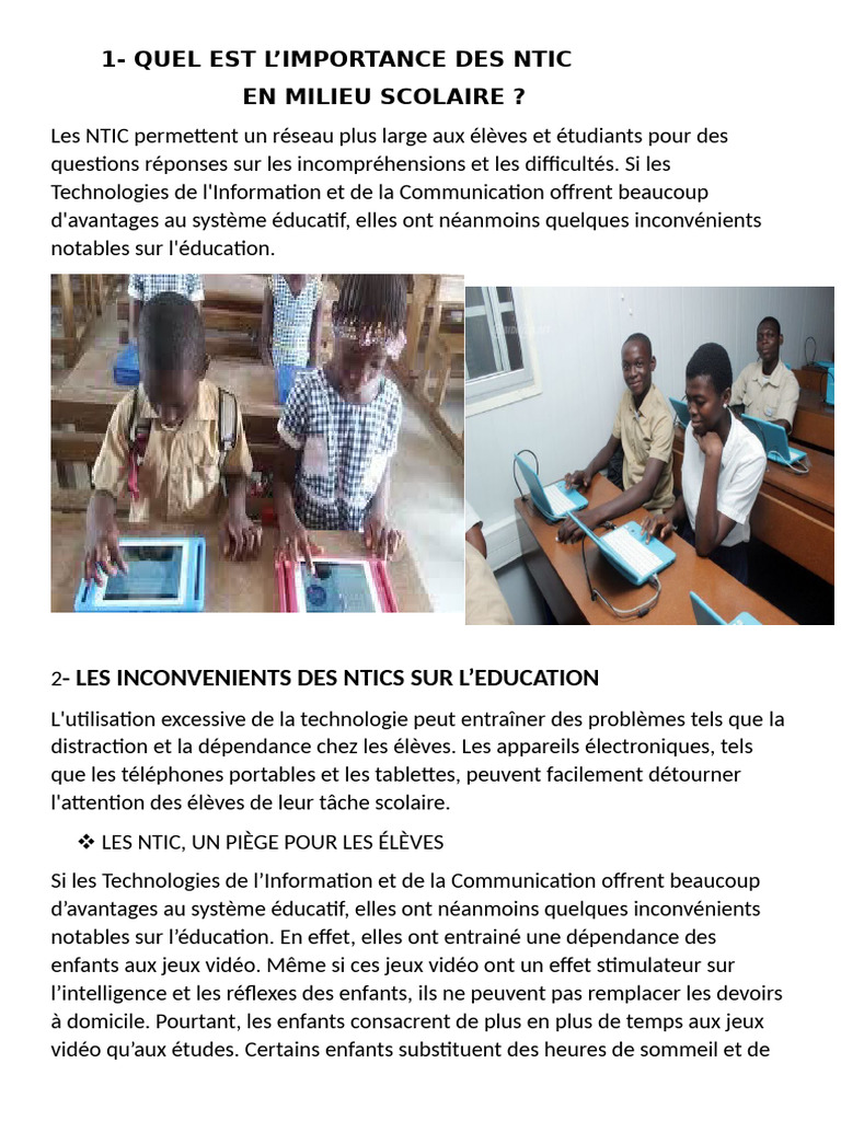 Inconvénients des NTIC en éducation | PDF