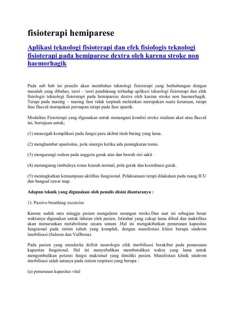 Fisioterapi Hemiparese | PDF | Pengembangan Diri