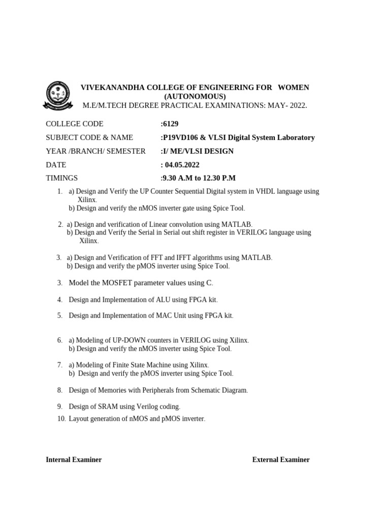 ESE labQuestion paper2022-23 new | PDF
