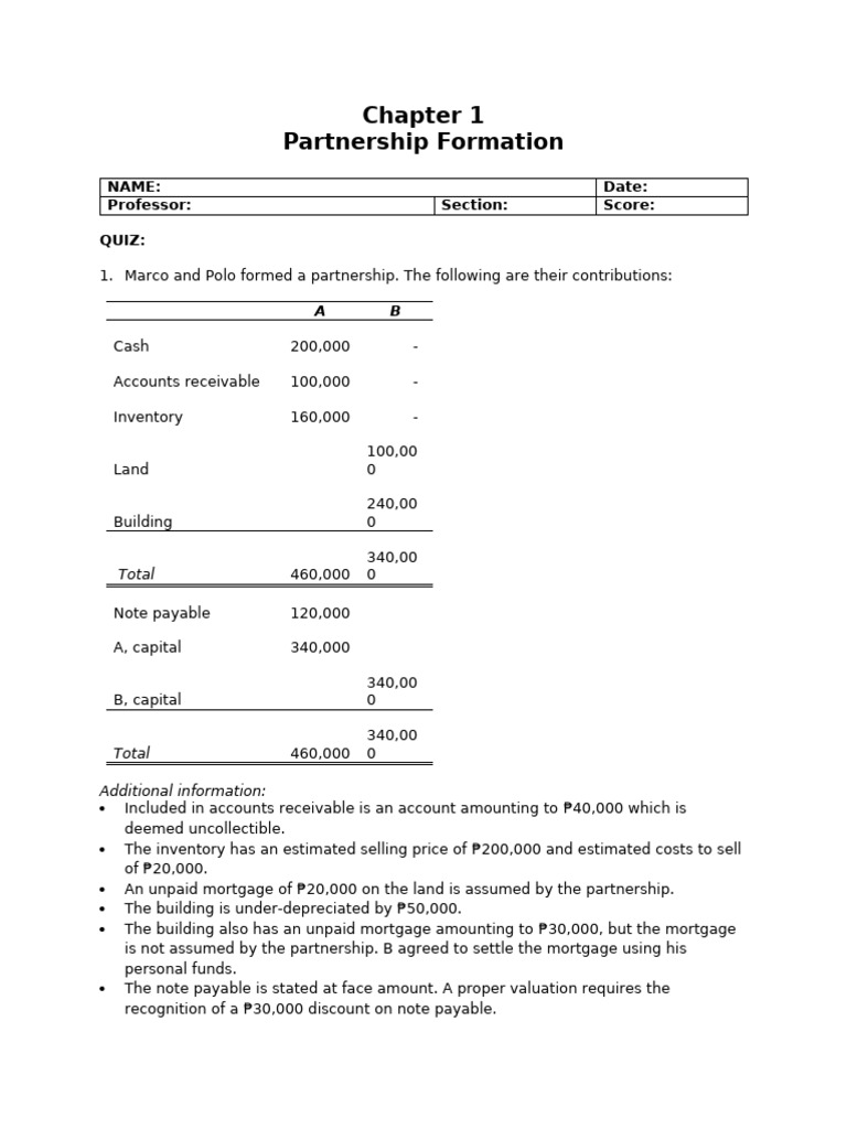 P01 Partnership Formation 1 | PDF | Partnership | Interest