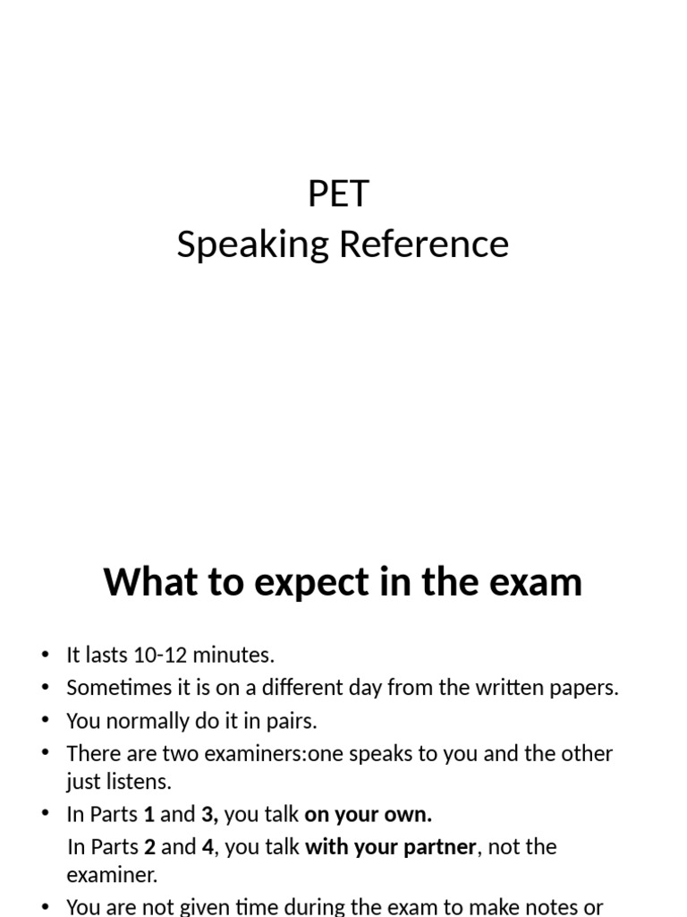 PET Speaking Part 1 2 3 | PDF