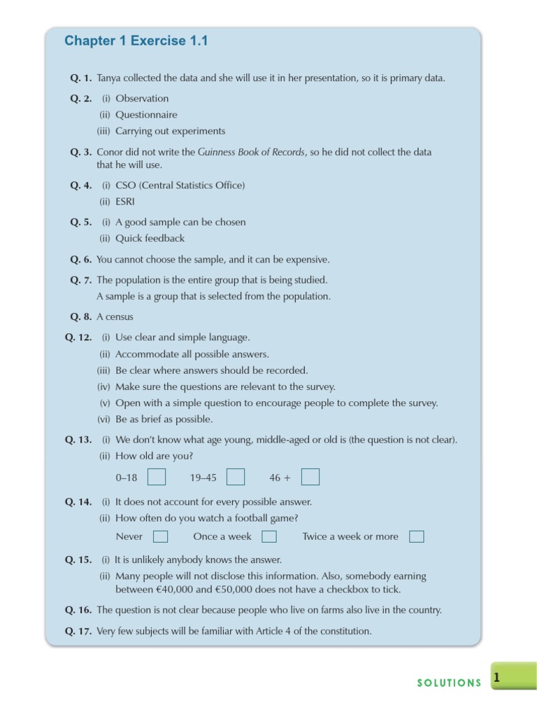 Chapter 1 Solutions Active Maths 1 | PDF | Survey Methodology | Science
