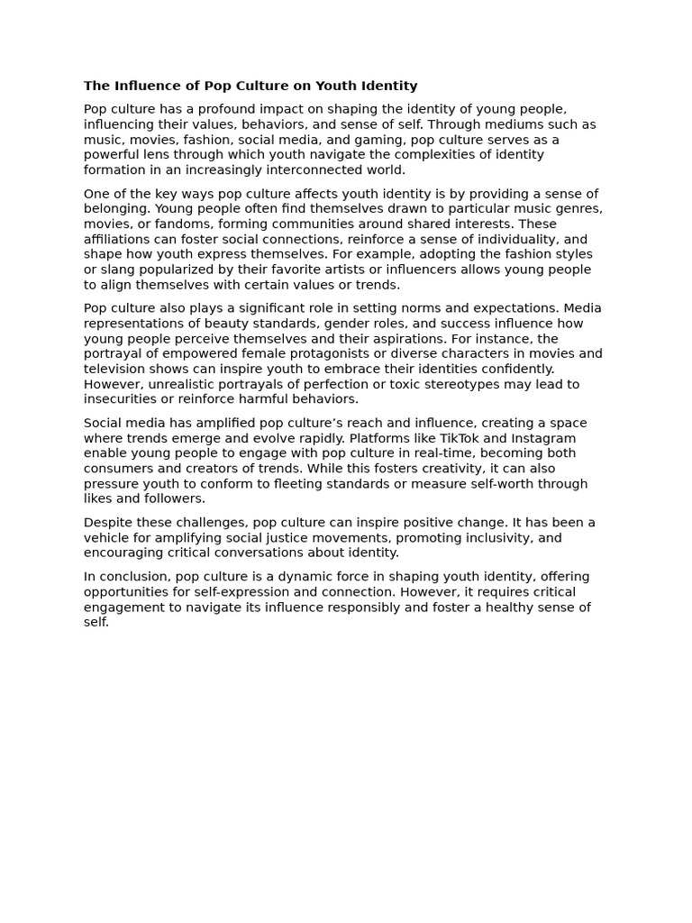 Impact of Pop Culture on Youth Identity | PDF