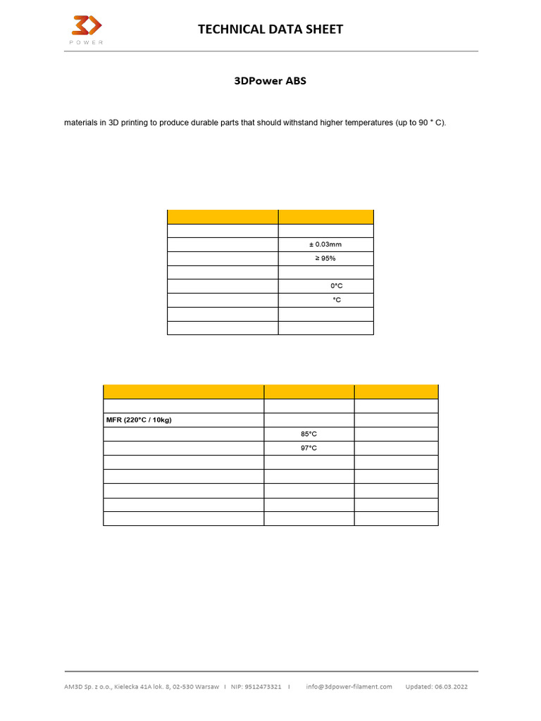 3DPower-ABS-TDS-en | PDF | Building Engineering | Building Materials
