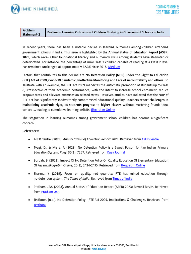 Problem Statement 2 (Education) | PDF