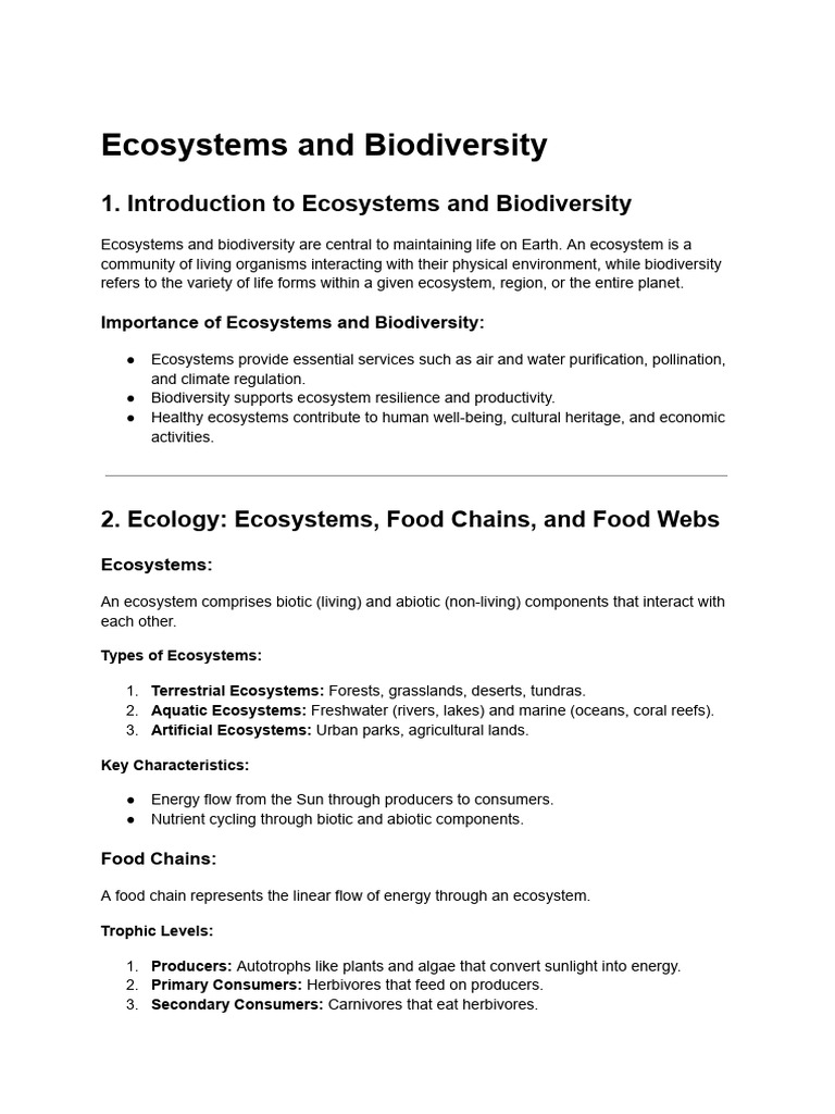 Ecosystems and Biodiversity For Environmentalists | PDF | Ecosystem ...