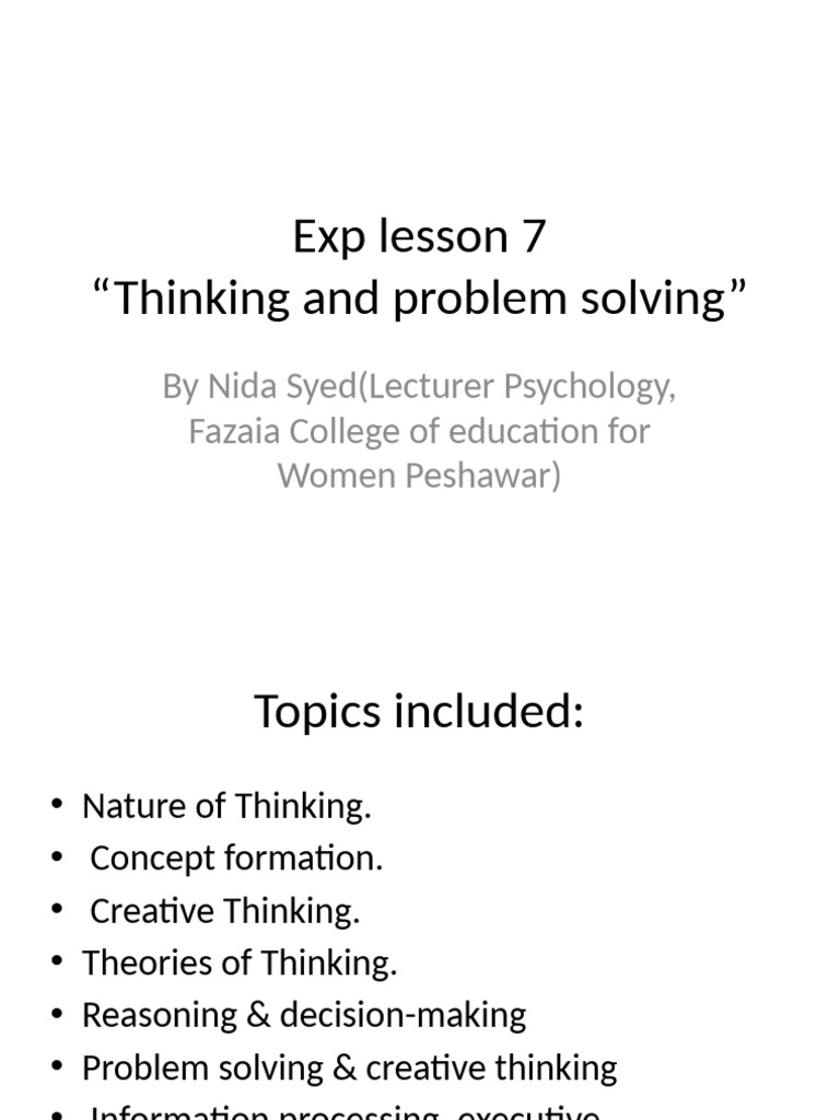 Exp lesson 7-1 | PDF | Thought | Cognition