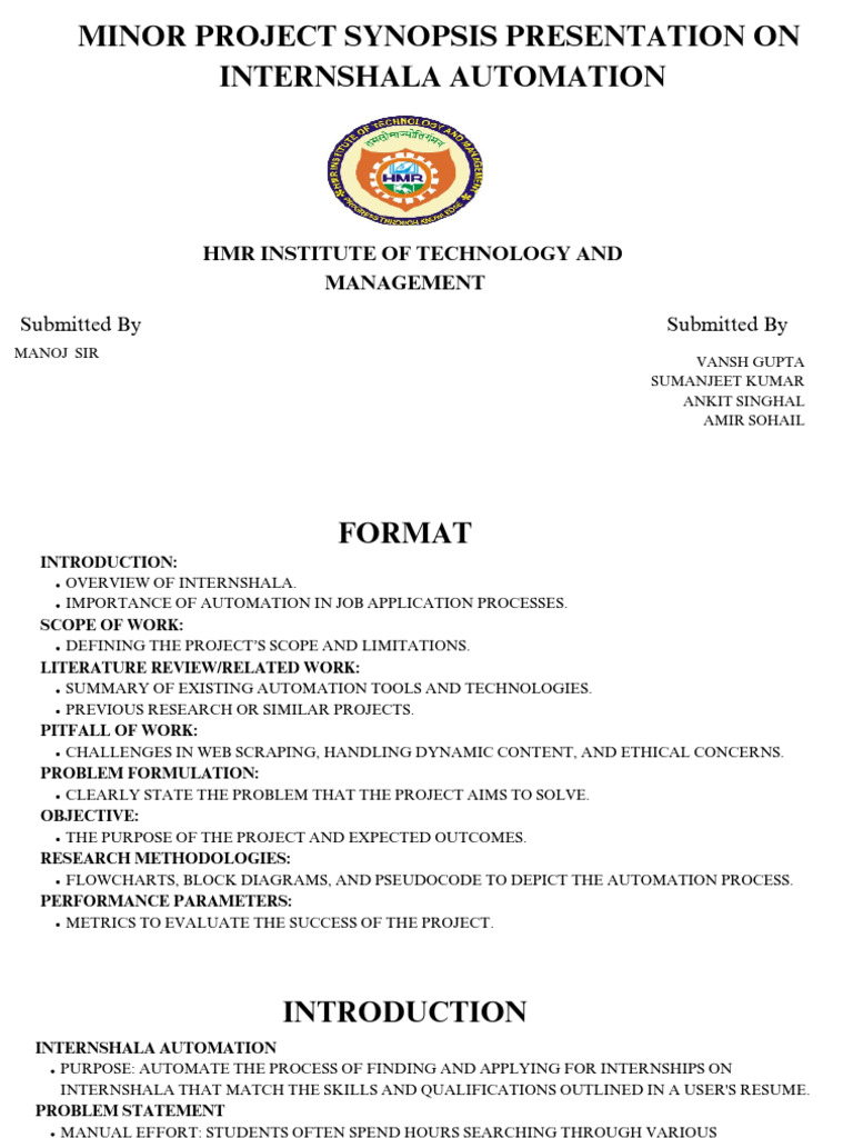 Minor Project Synopsis Presentation on Project Title (1) | PDF | World ... Minor Project Synopsis Presentation on Project Title (1) | PDF | World ...