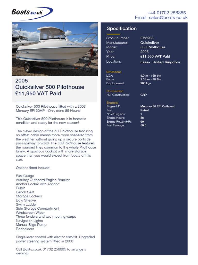 2005-Quicksilver-500 Pilothouse-1496 | PDF | Anchor | Motor Vehicle