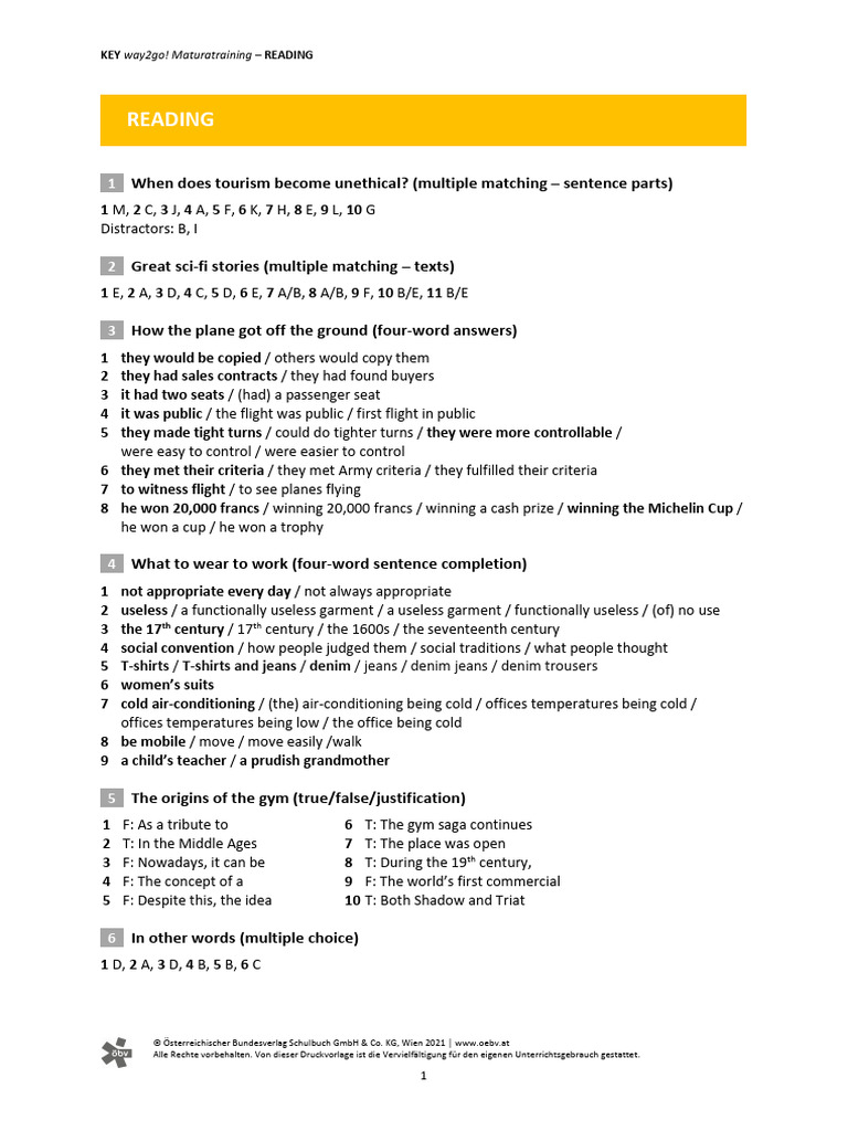 Way2go Maturatraining Key 562403 | PDF | Comma | Verb