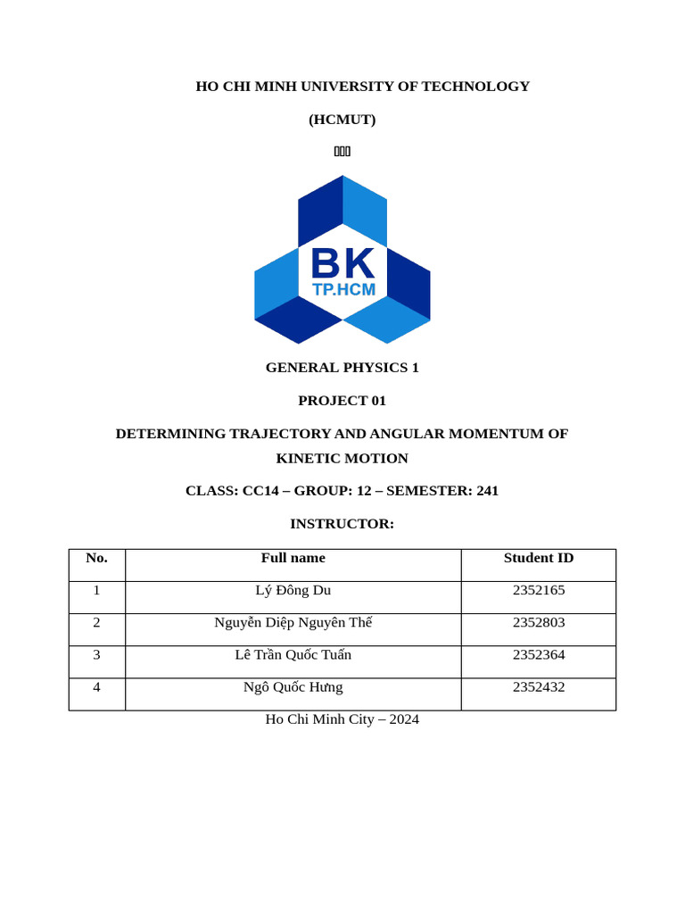 Physics1 Cc14 Group 12 Project 01 Report | PDF | Angular Momentum | Mathematical Physics