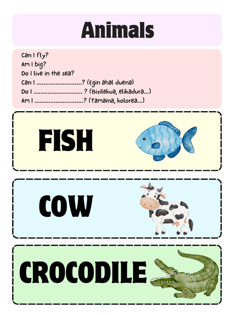 Animal Guessing Game Questions | PDF
