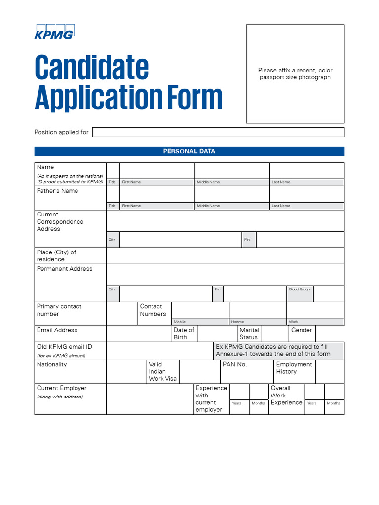 Candidate Application Form: Personal Data | PDF | Employment | Alternative Dispute Resolution