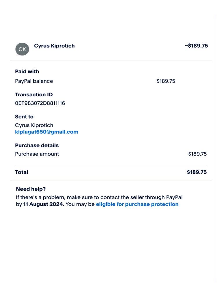 PayPal: Transaction Details | PDF