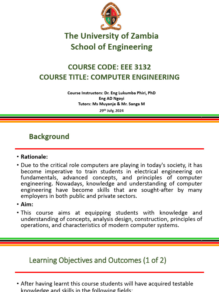 UNZA Computer Engineering Course | PDF | Embedded System | Central Processing Unit