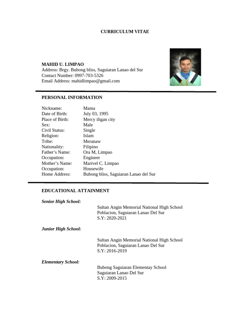 Curriculum Vitae (1) | PDF