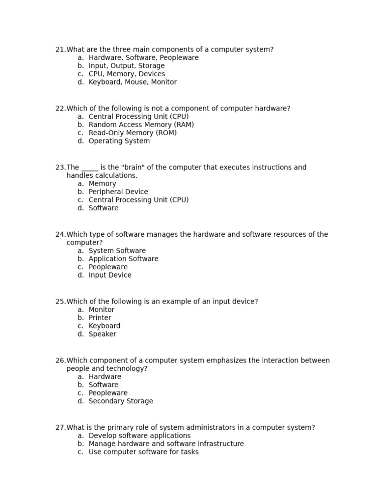 Key Components of Computer Systems | PDF