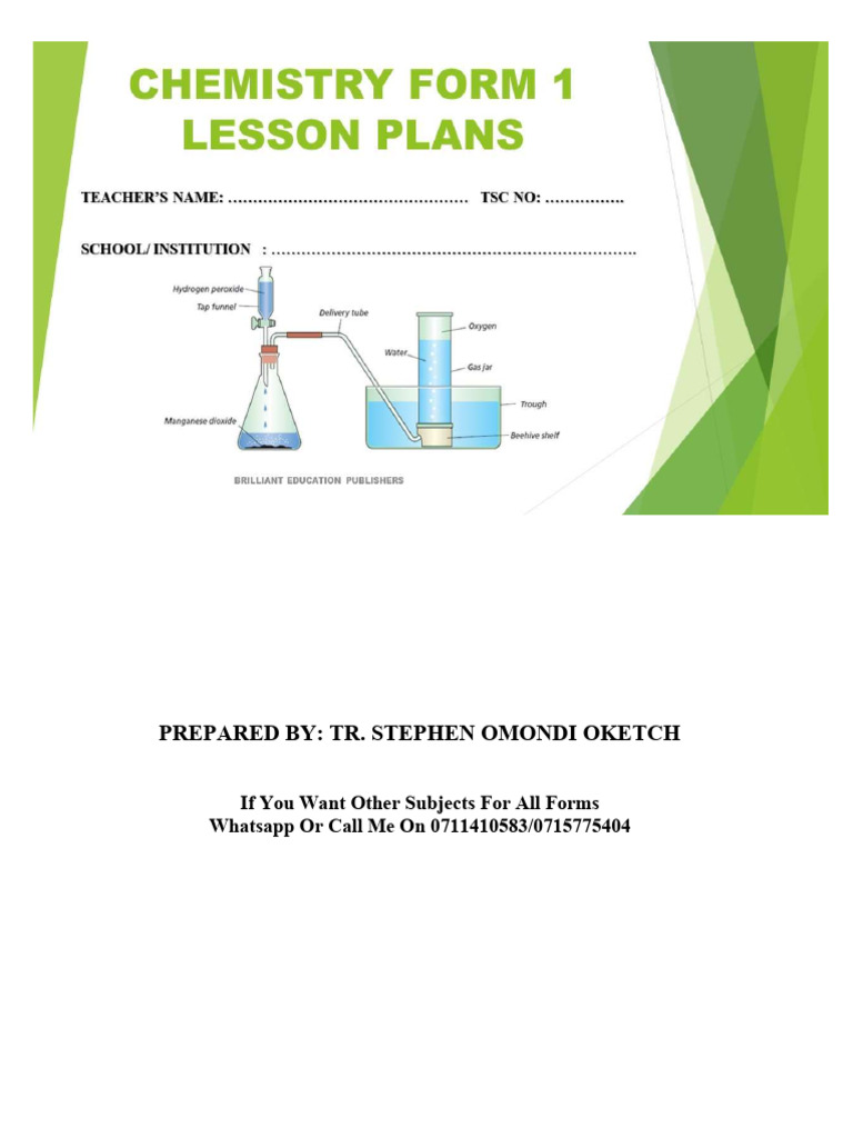 Form 1 Chemistry Lesson Plans | PDF | Distillation | Solubility