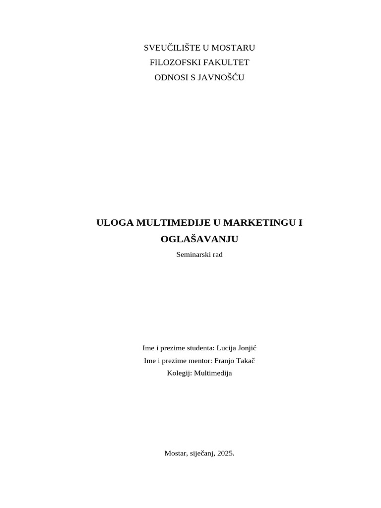 Uloga Multimedije U Marketingu I Oglašavanju-1 | PDF