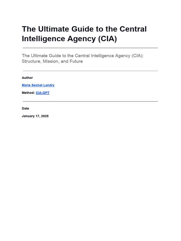 CIA Structure and Future Insights | PDF | Central Intelligence Agency ...