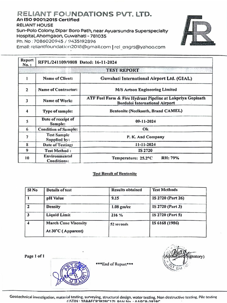 TPI Report For Bentonite | PDF