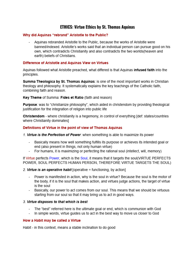 Ethics q3 Complete | PDF | Thomas Aquinas | Virtue