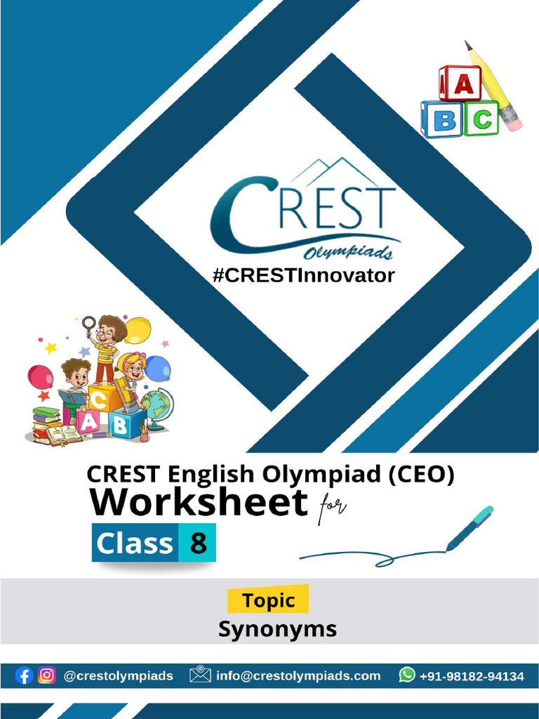 Class 8 Synonyms Worksheet | PDF