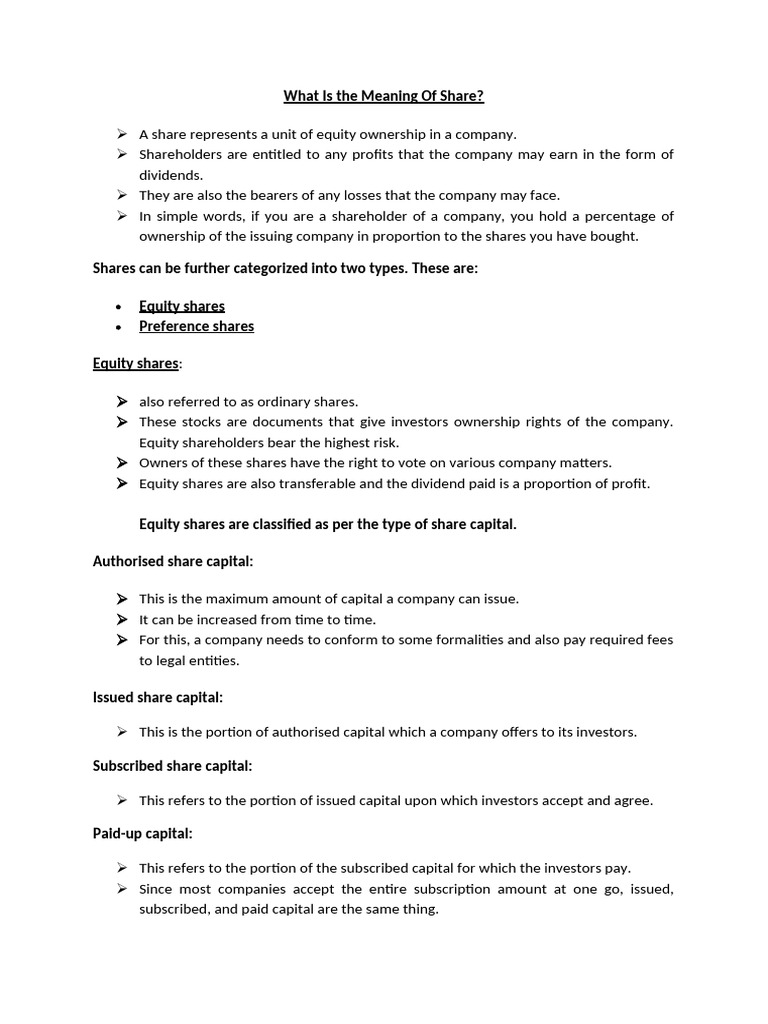 Understanding Shares and Their Types | PDF | Stocks | Preferred Stock