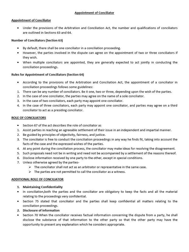 Conciliator Appointment Guidelines | PDF | Arbitration | Settlement ...