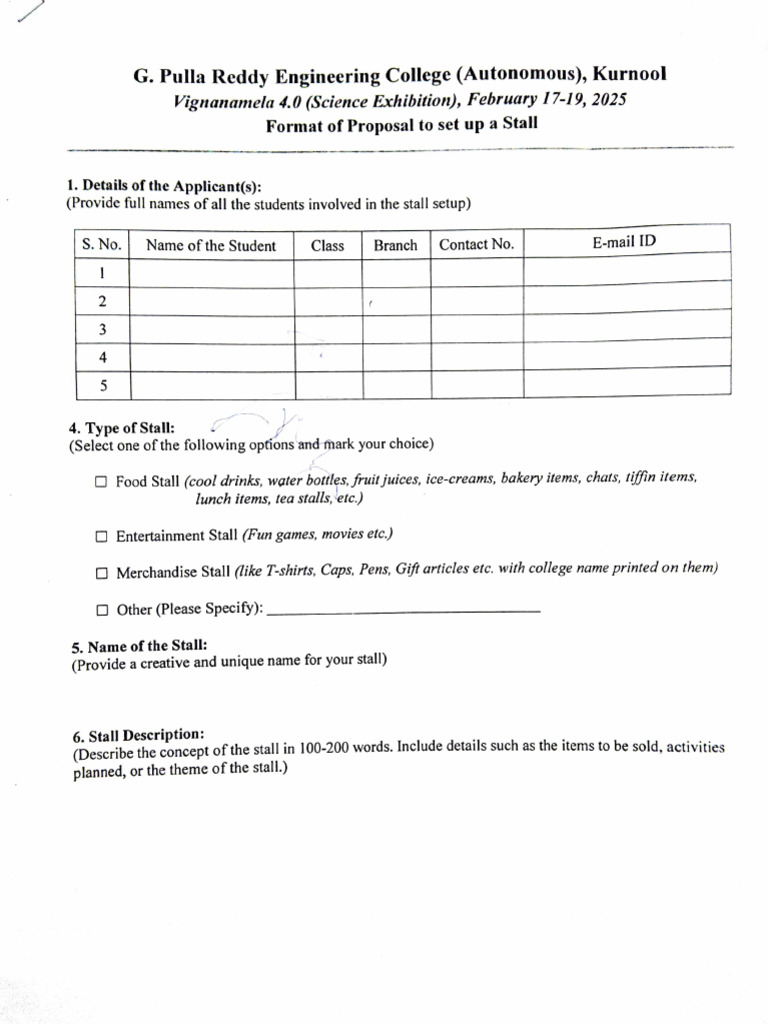 vignanamela 4.0 - proposal to set up stall circular | PDF