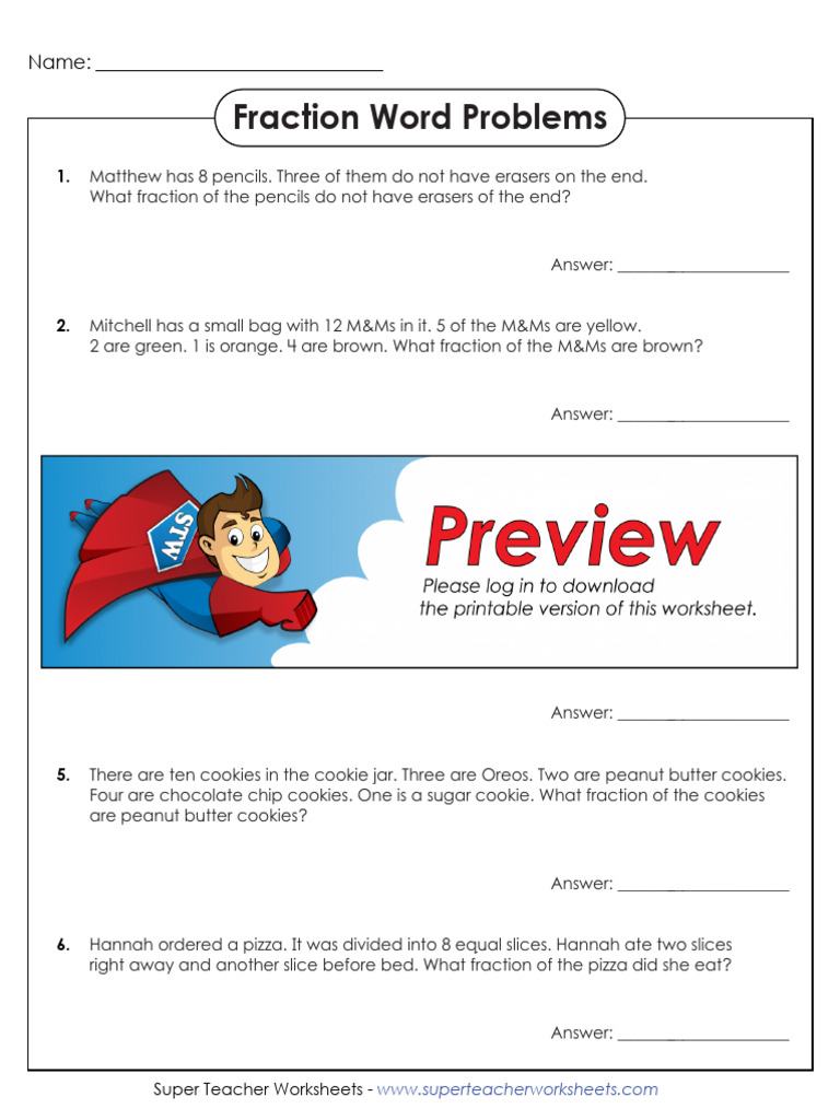 Fraction Word Problems Easy | PDF | Snack Food