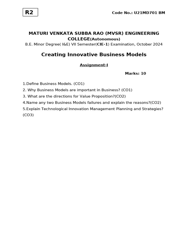 Innovative Business Models Assignment | PDF