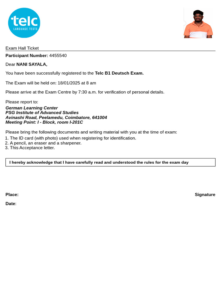 Hallticket 25IAST1040 | PDF