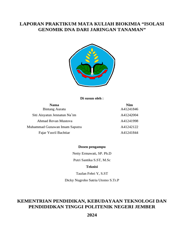 Laprak Biokimia Isolasi Dna | PDF