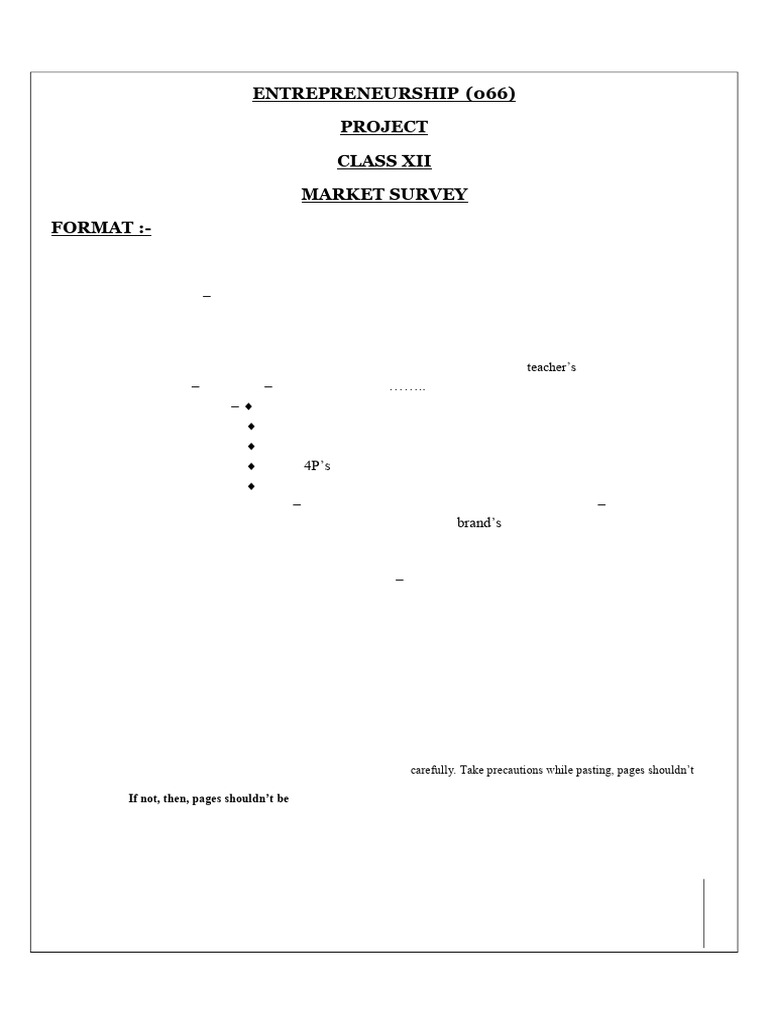 Class 12 Market Survey Project Guide | PDF