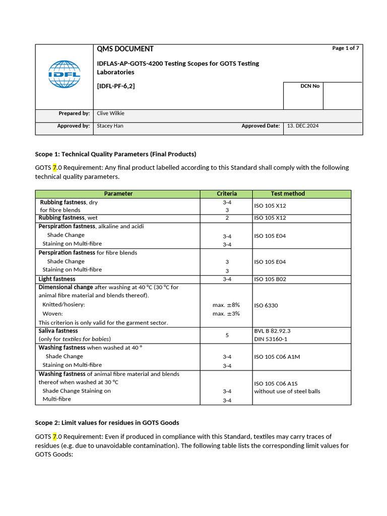 IDFAS-AP-GOTS-4200-Testing Scopes For GOTS Testing Laboratories | PDF ...