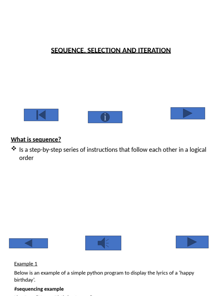 Sequence, Selection and Iteration Yr 7 | PDF
