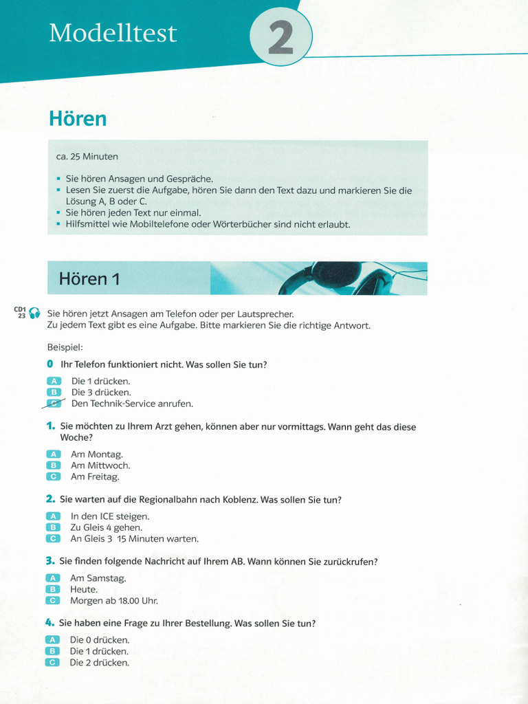 Modelltest NR 2 Teil 1 Horen PDF | PDF