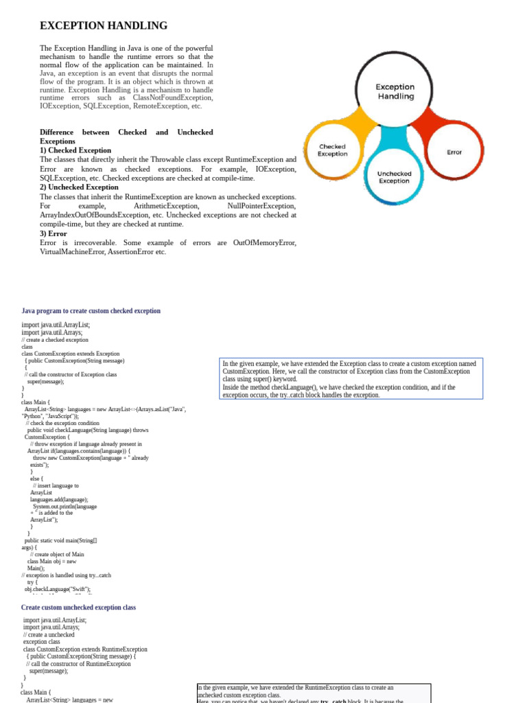 Unit1 Exception Handling | PDF | Constructor (Object Oriented Programming) | Programming